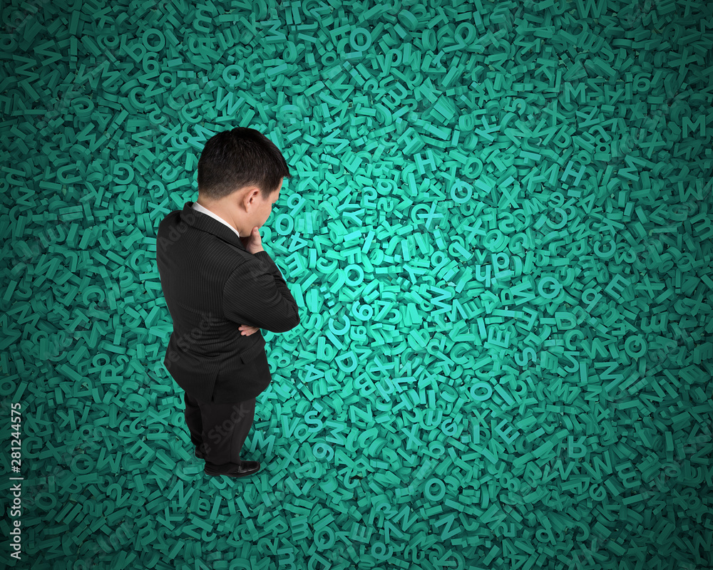 Big data concept, Thinking business man standing and looking at huge ...