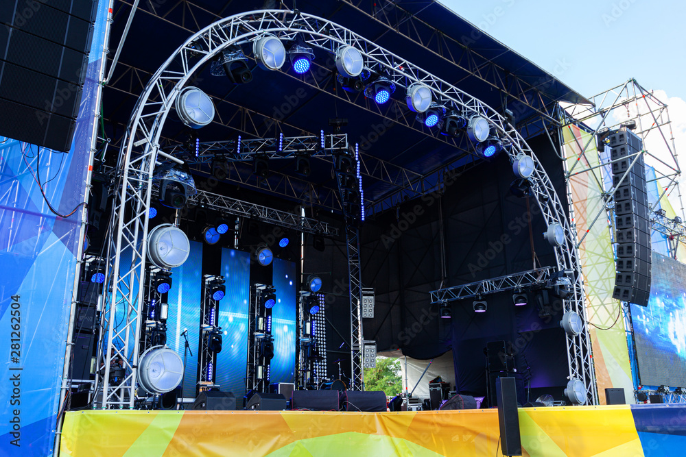 Free scene without people with lights. Elements of concert lighting ...