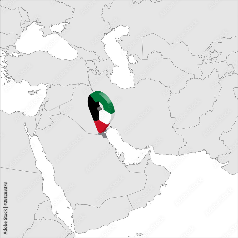 Flag State of Kuwait from brush strokes and Blank map of Kuwait. High ...
