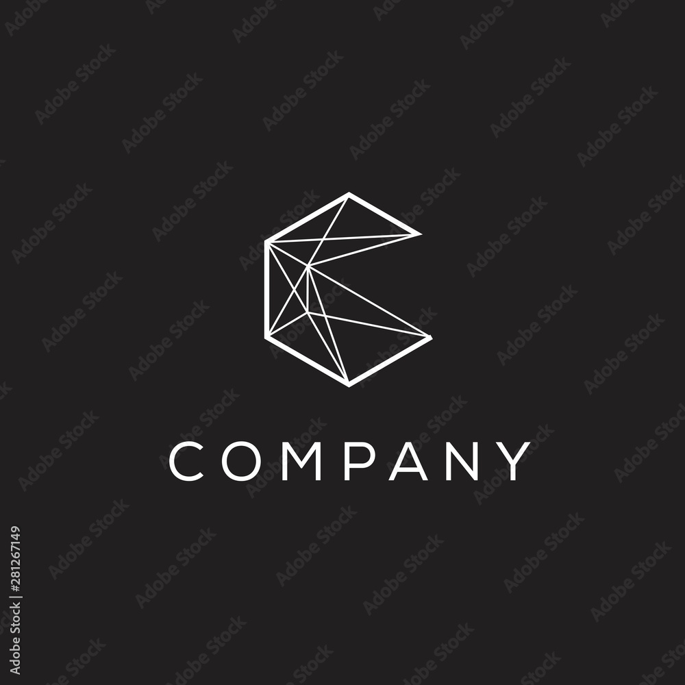 Geometric wire letter C line art logo design Stock Vector | Adobe Stock