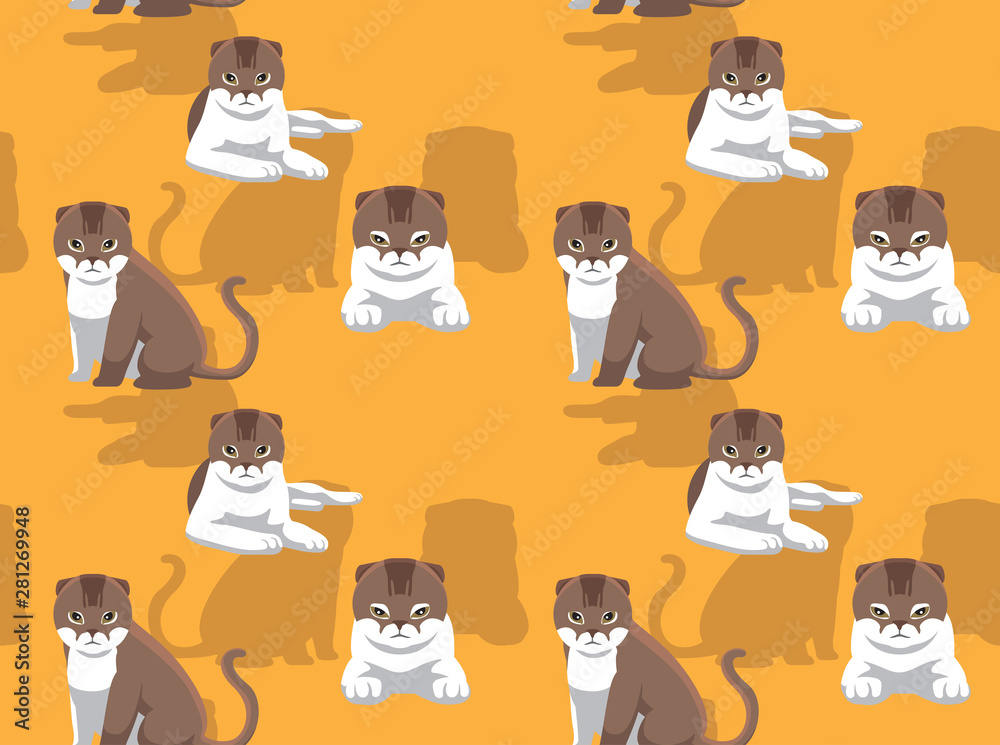 Cat Scottish Fold Cartoon Background Seamless Wallpaper Stock Vector ...