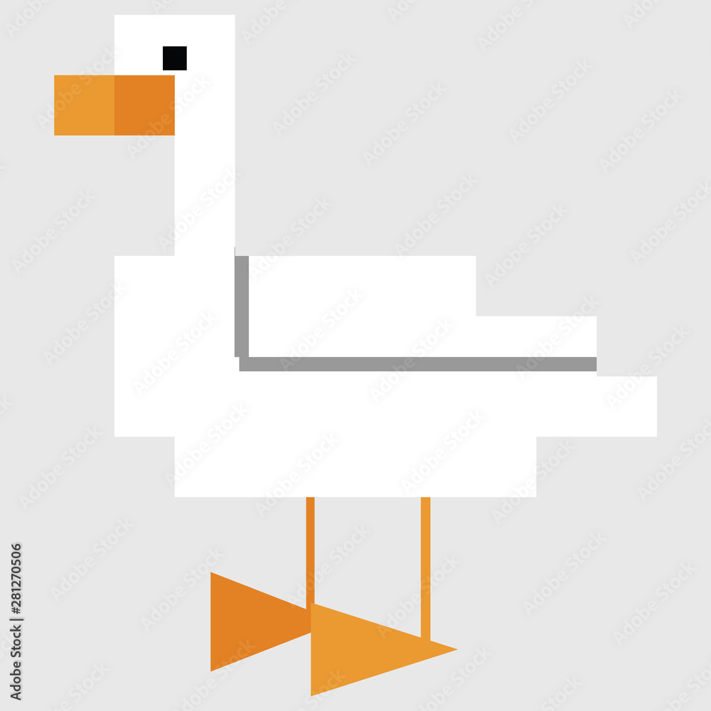 Cute 8 bit goose vector illustration. Farm bird pixel clipart. Stock ...
