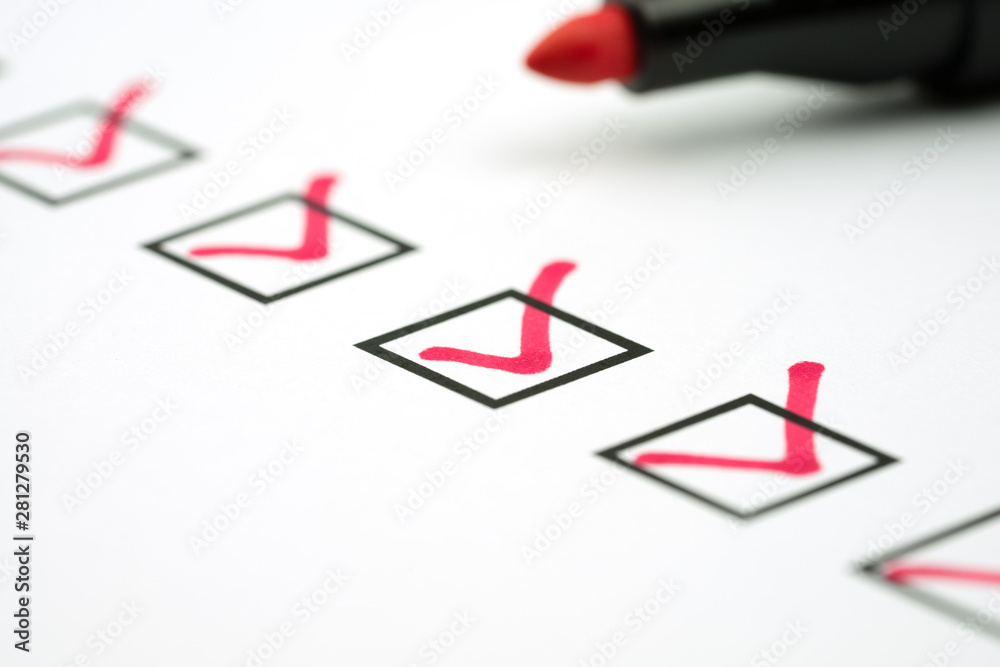 Checklist concept, Red marking on checklist box with red pen Stock ...