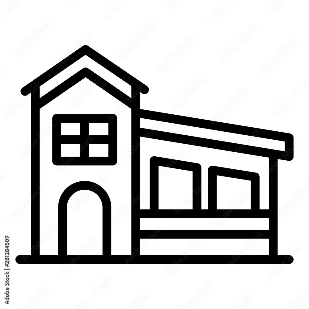 House with a sloping roof icon. Outline house with a sloping roof ...