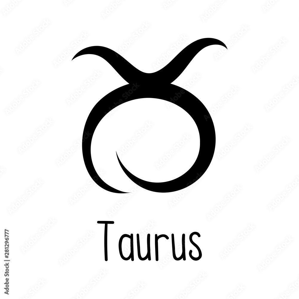Taurus astrological zodiac sign isolated on white background. Simple ...