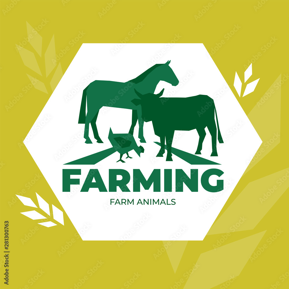 Vector illustration of farm animals. Logo for livestock company ...
