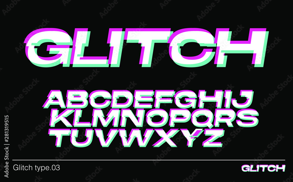 Glitchy dynamic vector modern font. A creative typeface for logo and ...