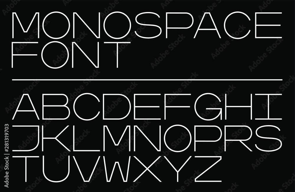 Elegant monospaced vector font. A creative typeface for logo and poster ...