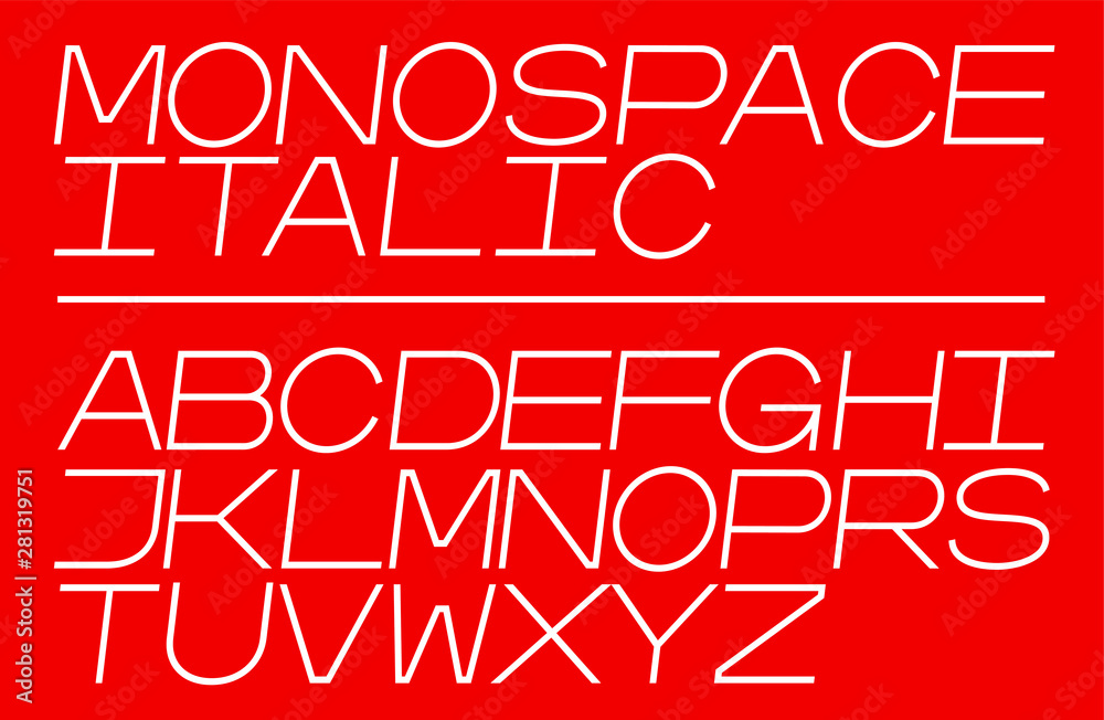 Monospaced dynamic vector font. A creative typeface for logo and poster ...