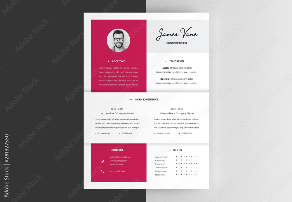 Resume Layout with Photo Placeholder Stock Template | Adobe Stock