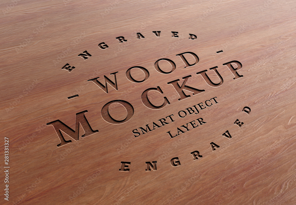 Engraved Wood Text Effect Mockup Stock Template | Adobe Stock