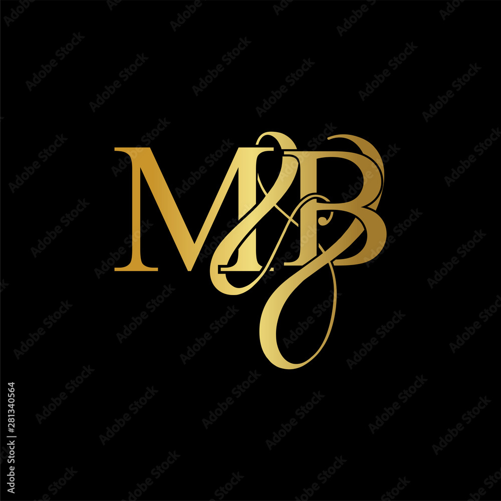 Initial letter M & B MB luxury art vector mark logo, gold color on ...