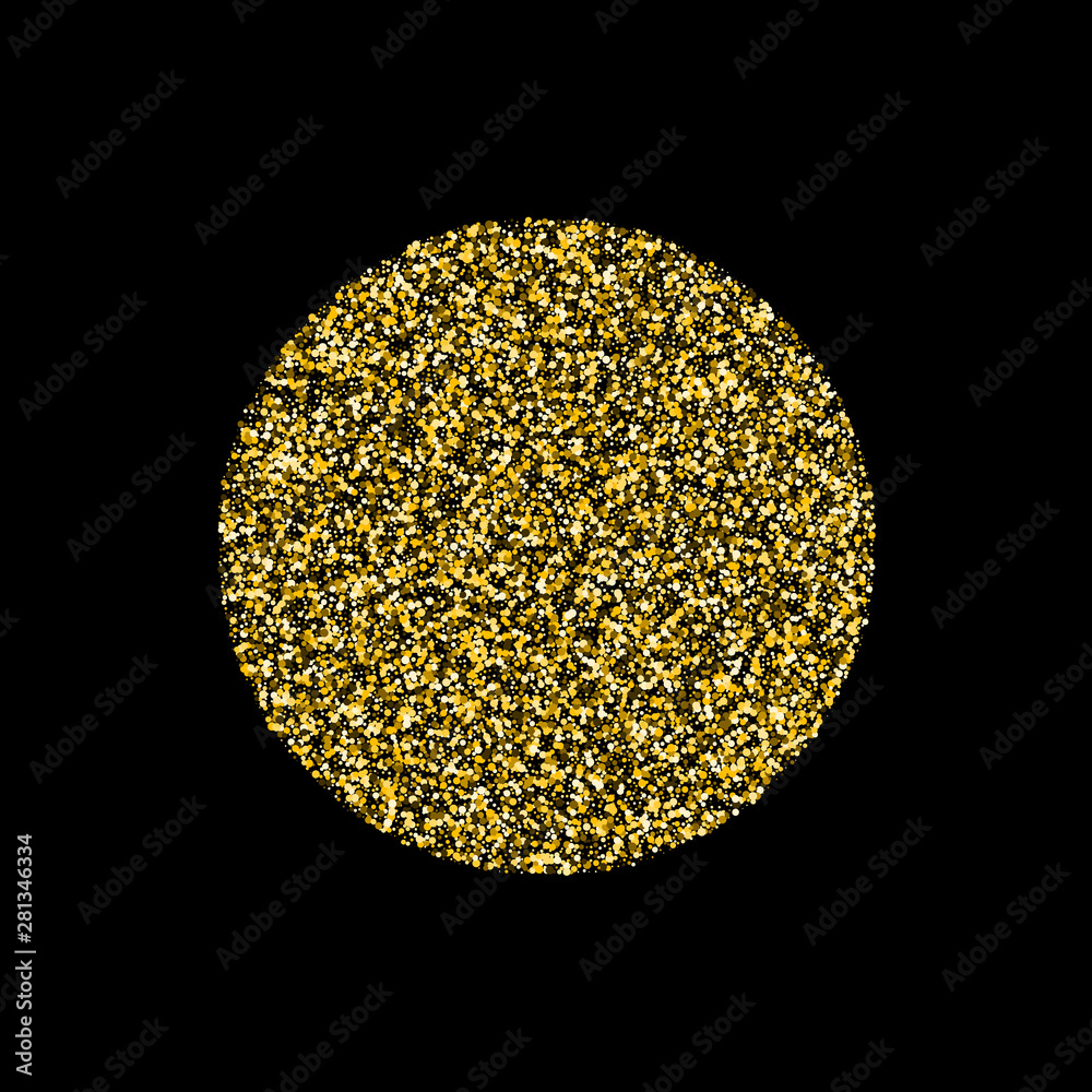 Glitter luxury round golden on black background. Gold glitter circle ...