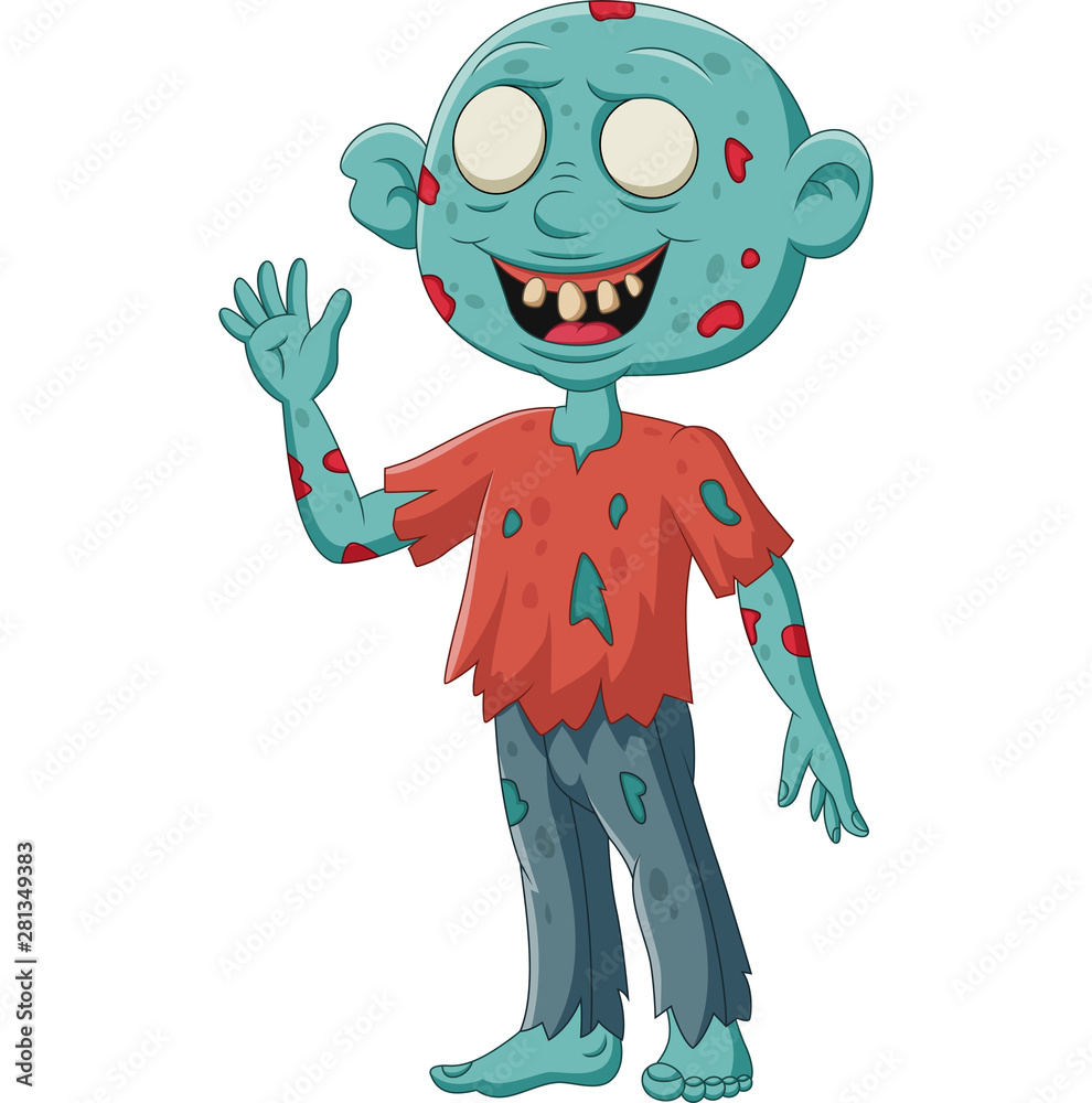 Cartoon zombie stand waving on white background Stock Vector | Adobe Stock