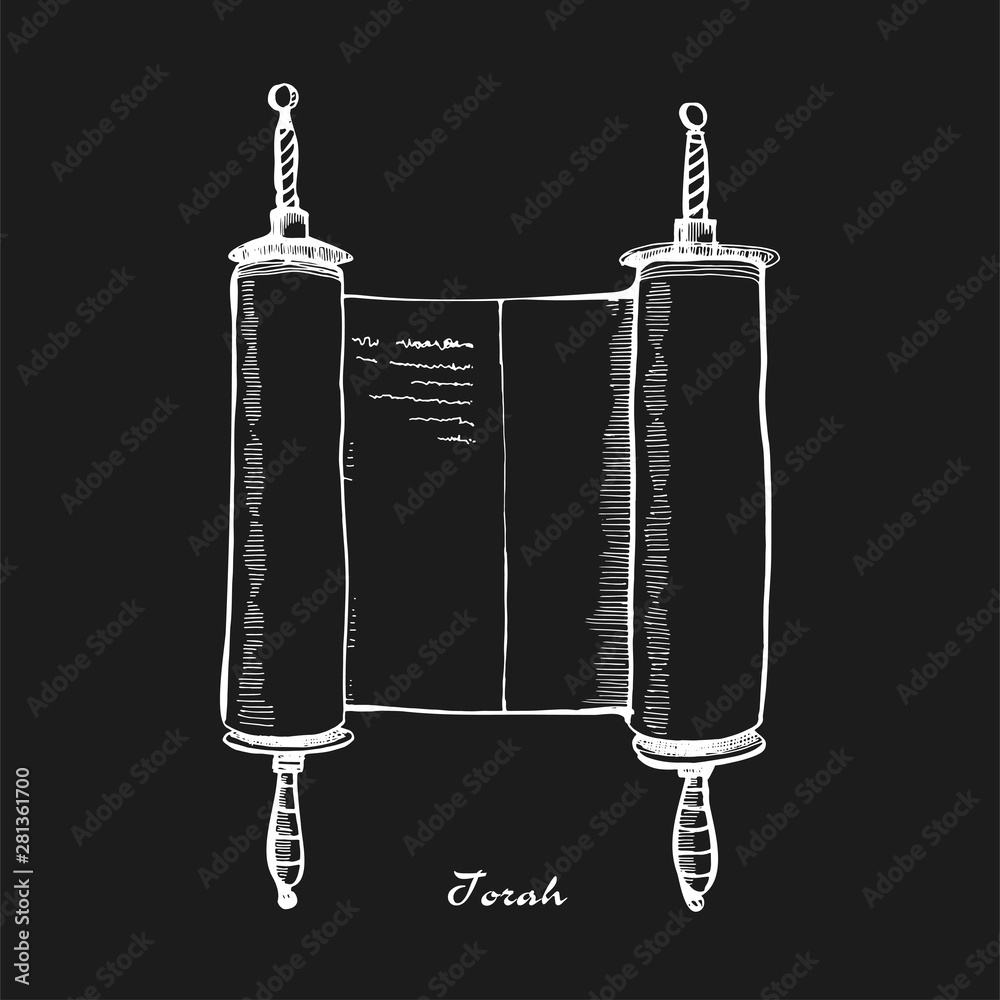 Torah scroll book bible shavuot illustration.Ancient scroll parchment ...