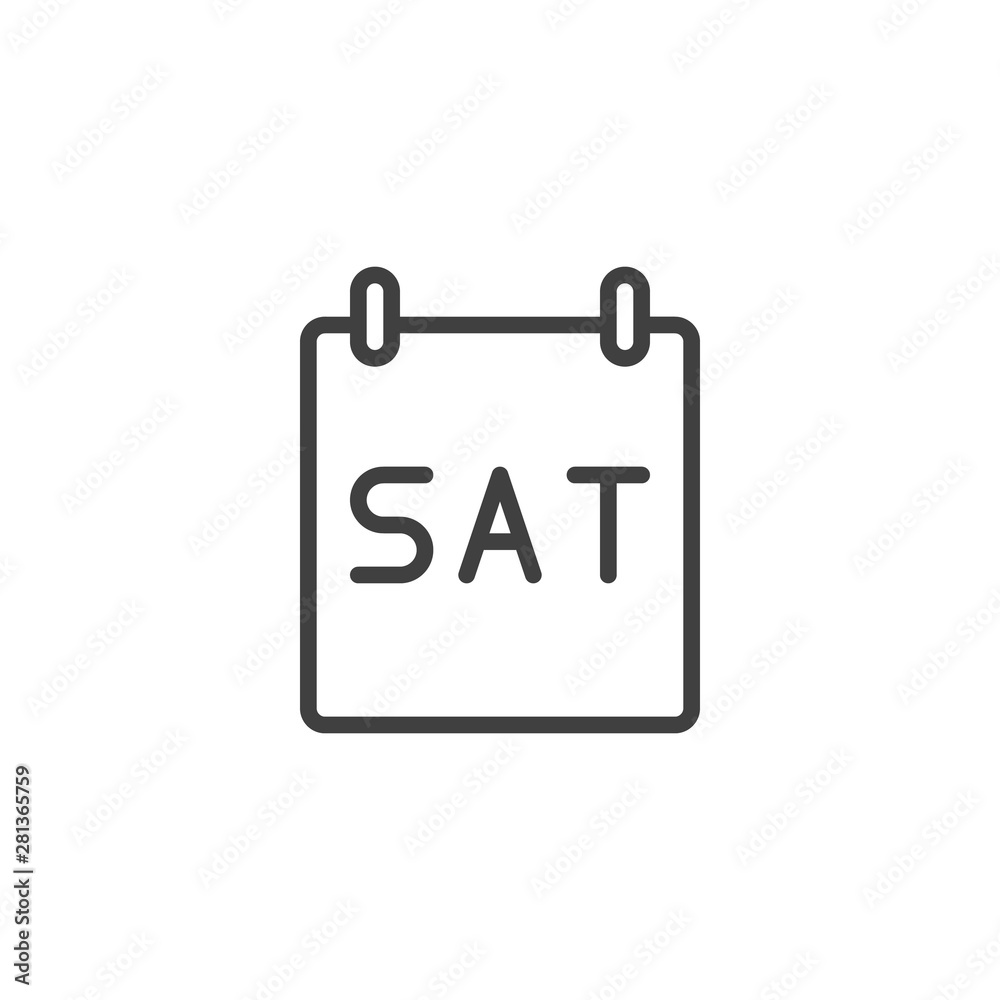 Saturday calendar page line icon. Planner, agenda linear style sign for ...