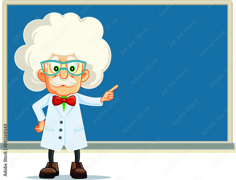 Funny Professor Pointing to Blackboard Vector Cartoon Stock Vector ...
