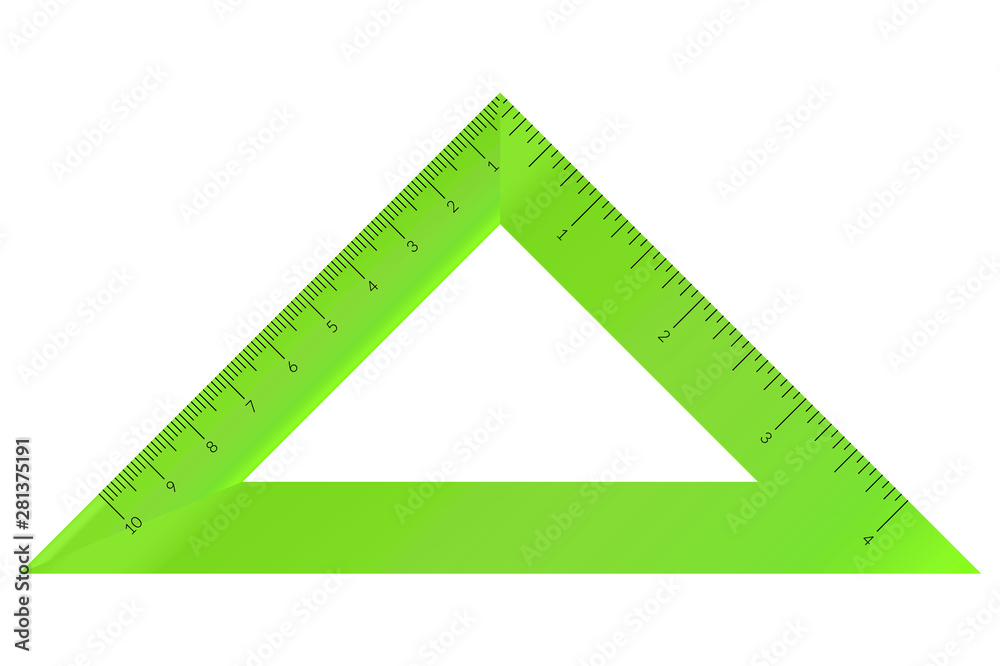 Plastic isosceles triangle with metric and imperial units ruler scale ...
