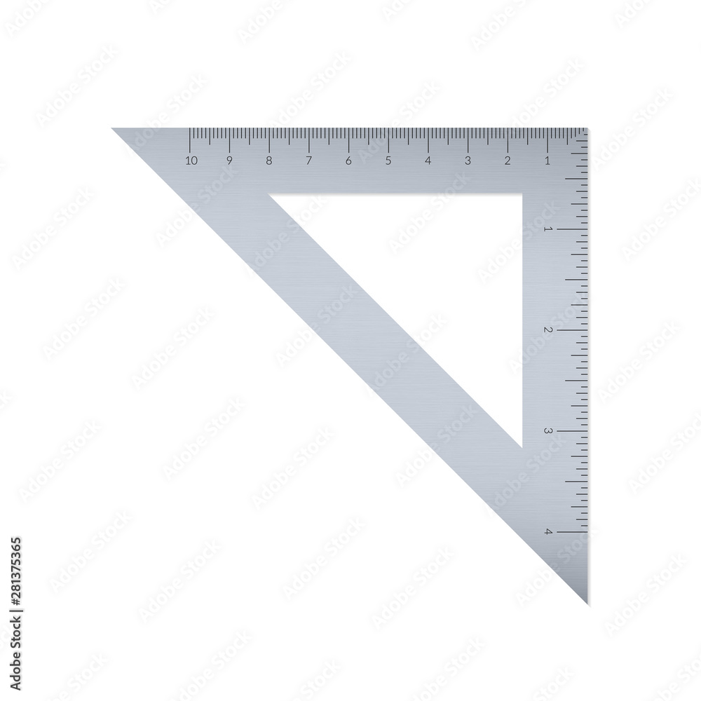 Steel isosceles triangle with metric and imperial units ruler scale ...