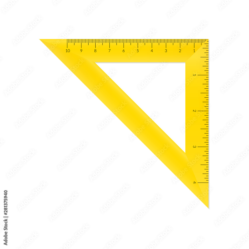 Plastic isosceles triangle with metric and imperial units ruler scale ...