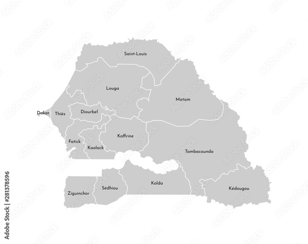 Poster Vector isolated illustration of simplified administrative map of ...