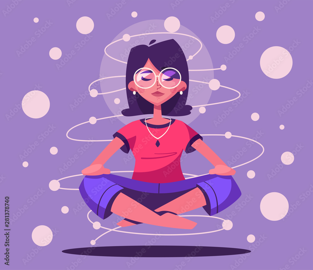 Meditation health benefits for body, mind and emotions. Cartoon vector ...