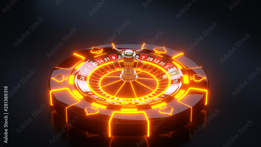 Chips and Roulette Wheel Concept Design. Online Casino Gambling ...