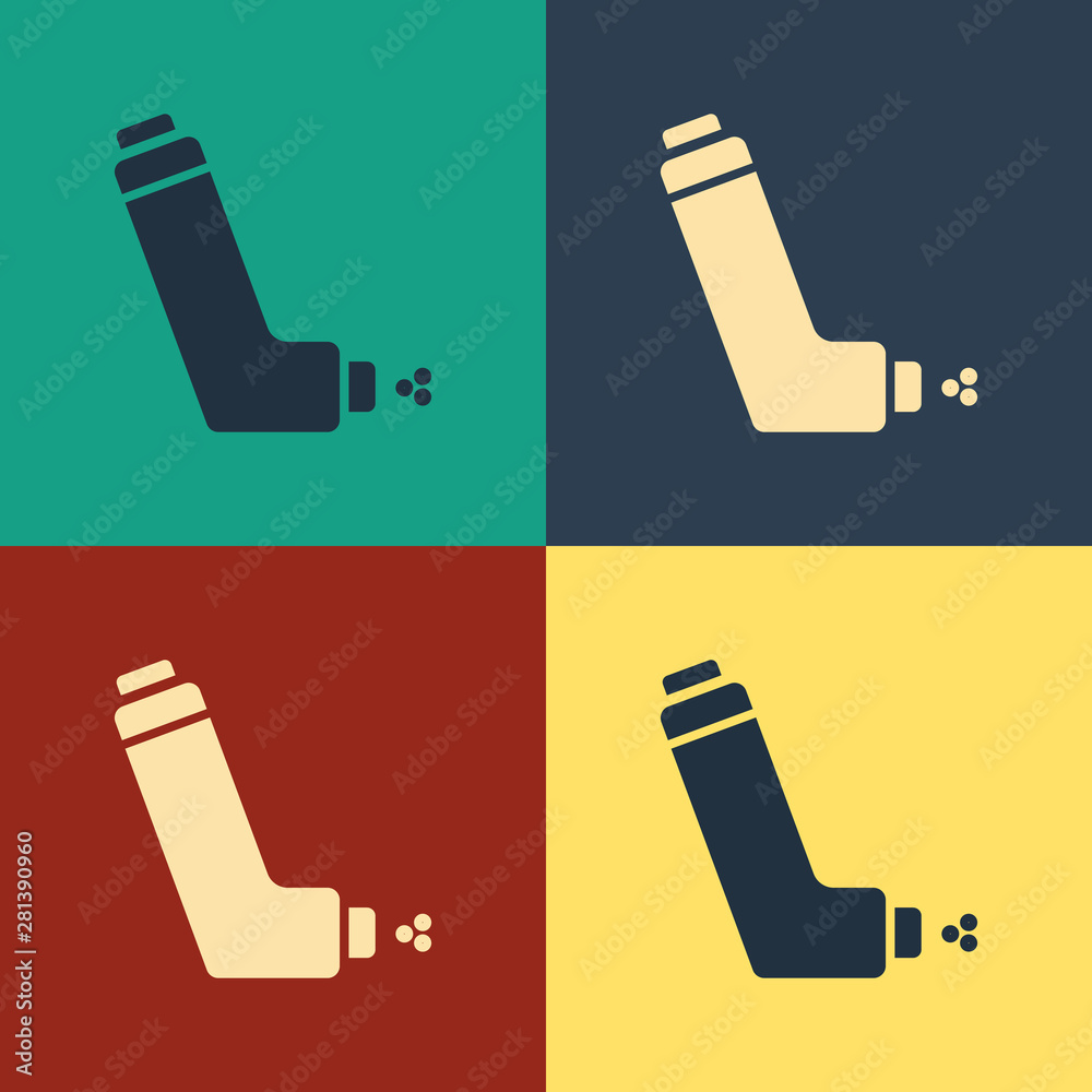 Color Inhaler icon isolated on color background. Breather for cough ...