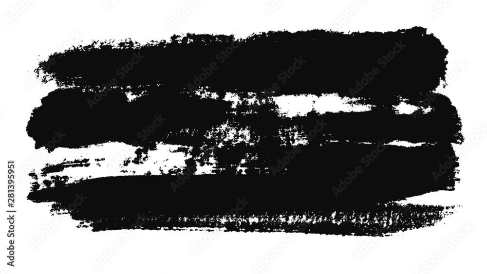 Abstract animation of black paint brush stroke on a white piece of ...