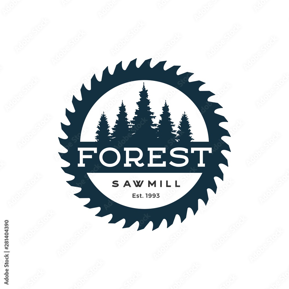 Sawmill emblem logo vector for carpentry, woodworkers, lumberjack ...