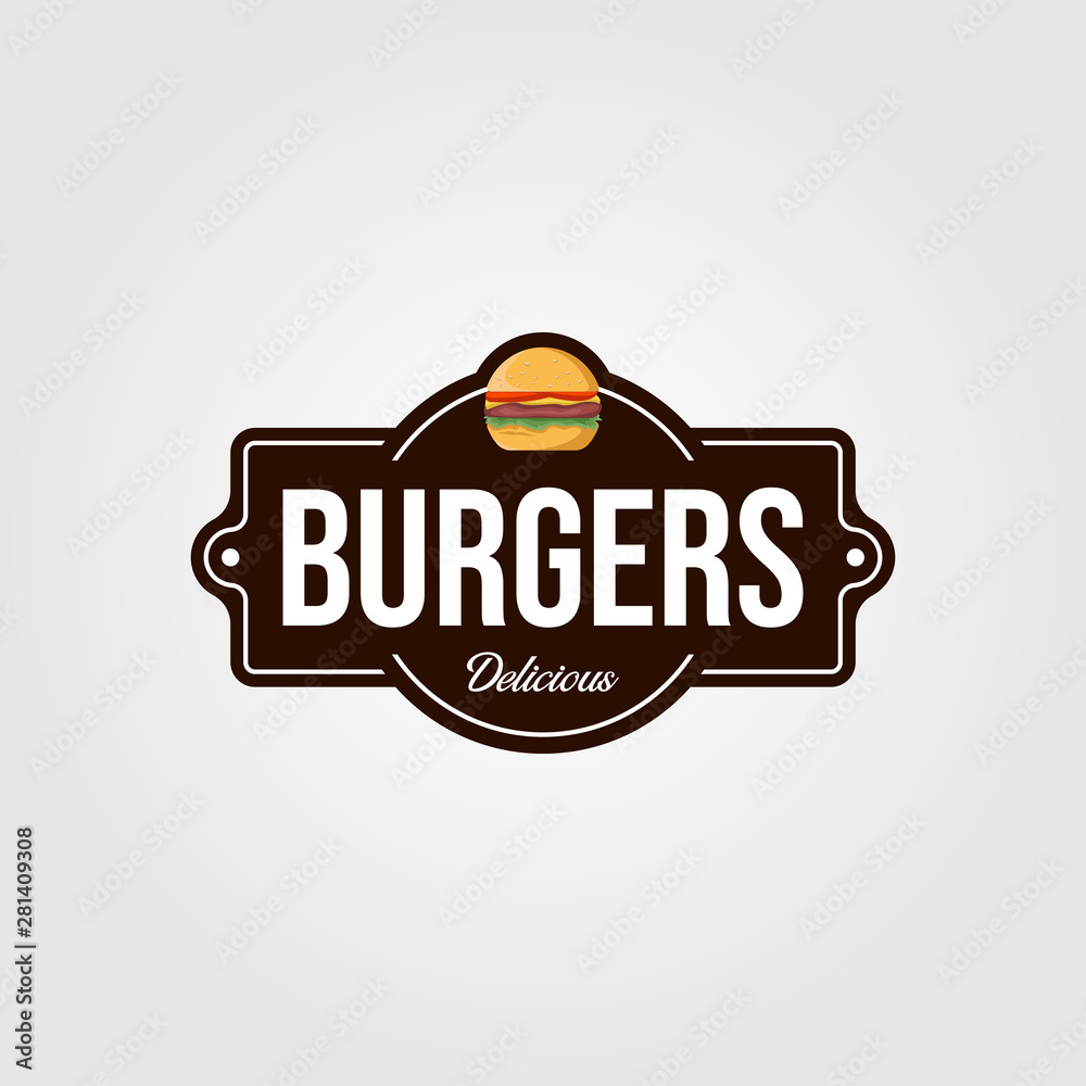 vintage burger logo or signs for food company Stock Vector | Adobe Stock