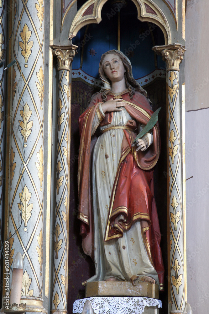 Saint Dorothea of Caesarea, statue on the altar of the Immaculate Heart ...
