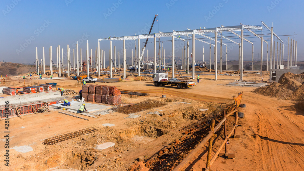 Industrial Construction Site New Warehouse Factory Building concrete ...