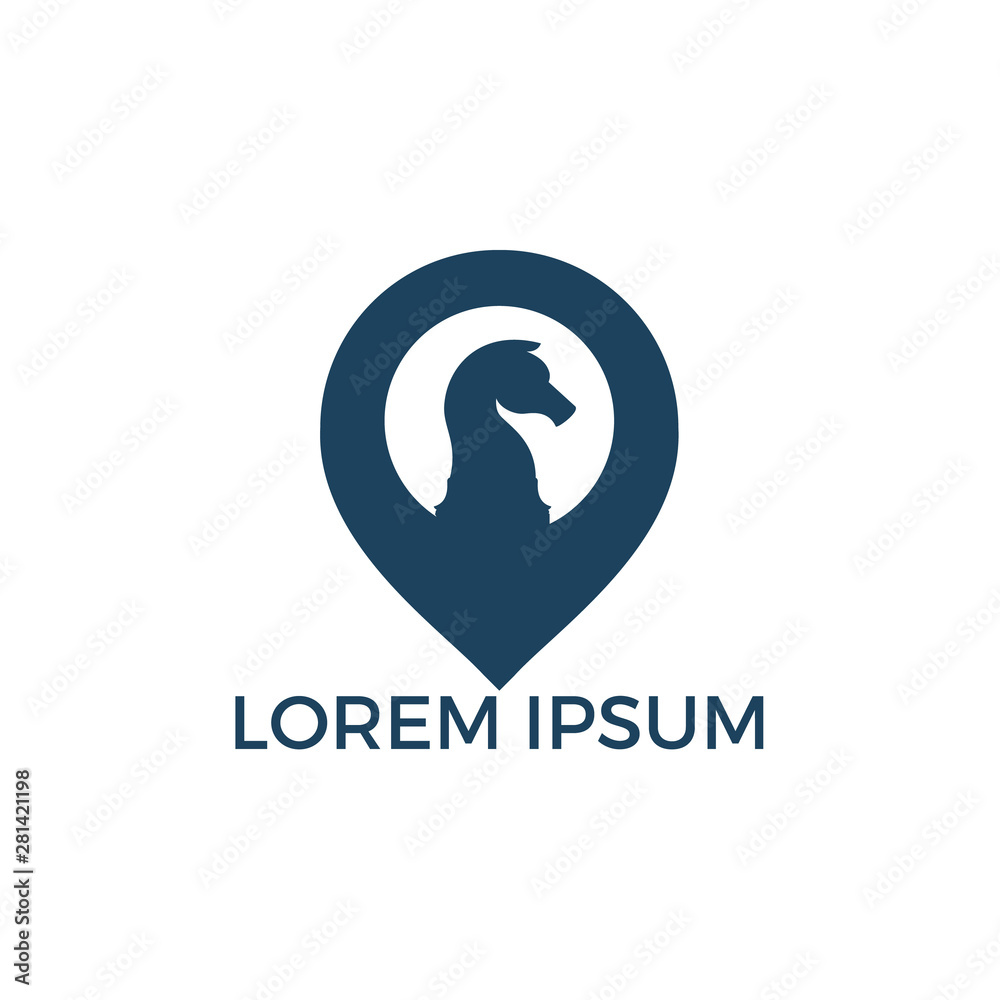 Chess and map pointer logo design. Game and GPS locator symbol or icon ...