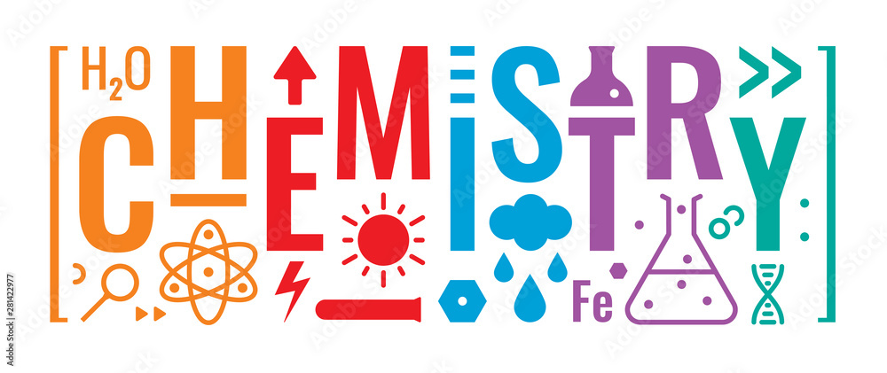 colorful chemistry word and chemistry symbols design Stock Vector ...