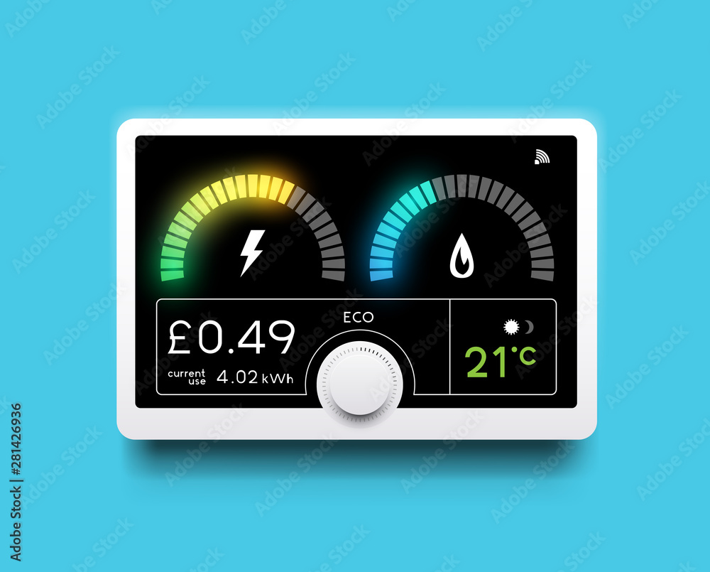 Vetor de A modern home energy smart meter for tracking gas and ...