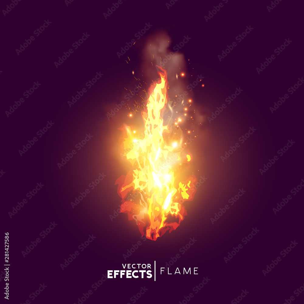 Realistic Fire Flame Vector Stock Vector | Adobe Stock