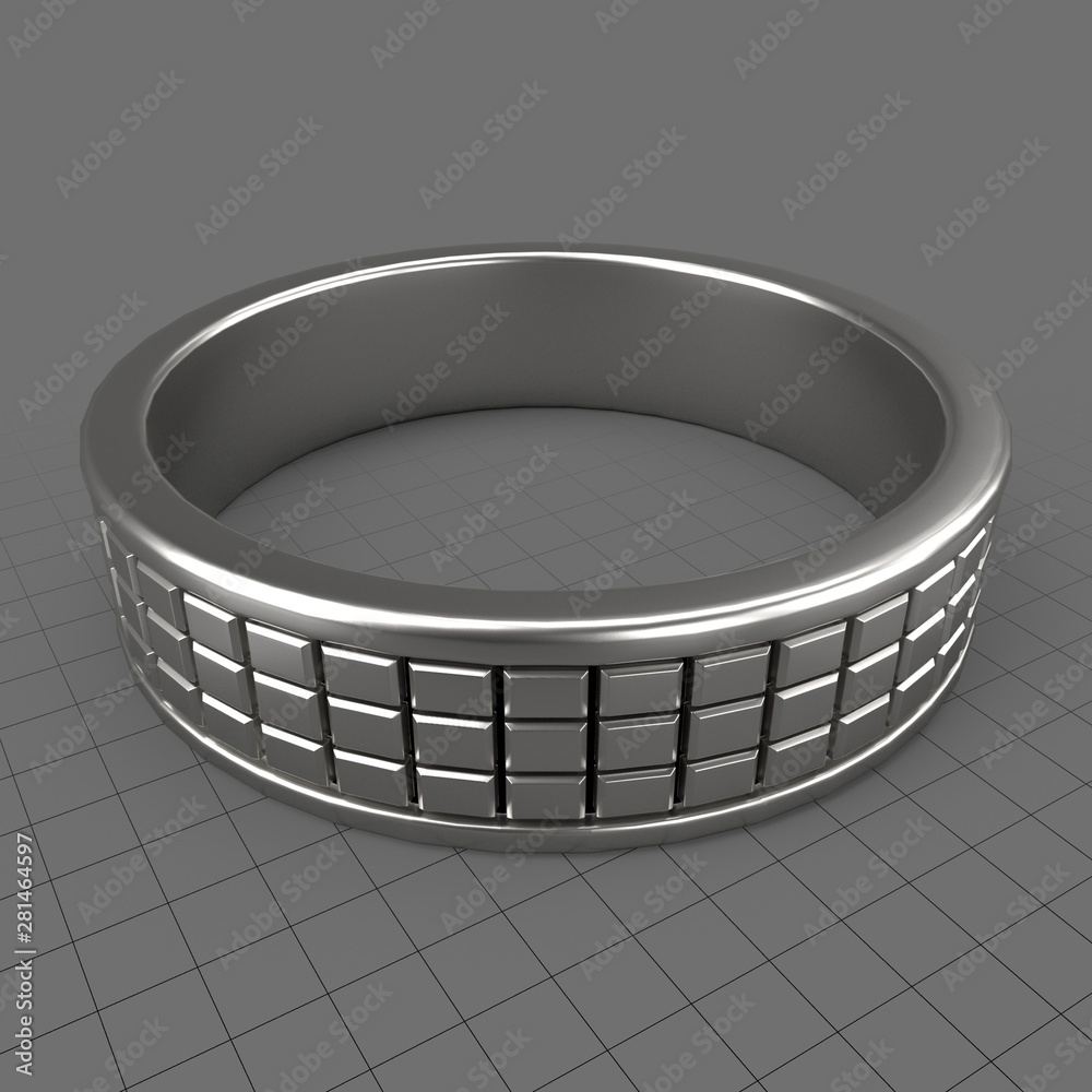 Cube ornamentation mens wedding ring Stock 3D asset | Adobe Stock