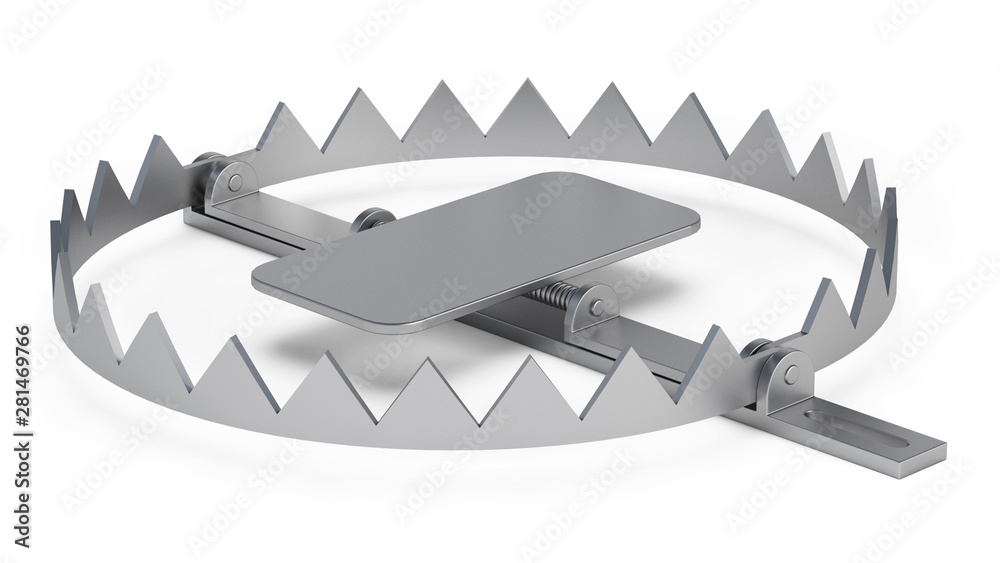 Hunting trap isolated on white background. 3D rendering. Stock Photo ...