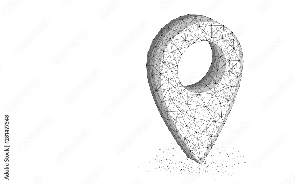 Location pin low poly design, navigation abstract geometric image ...