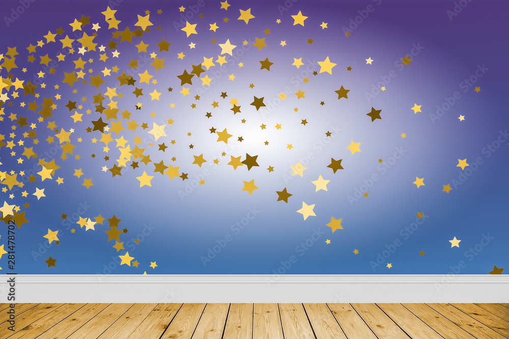 Fondo de estrellas con piso de madera foto de Stock | Adobe Stock