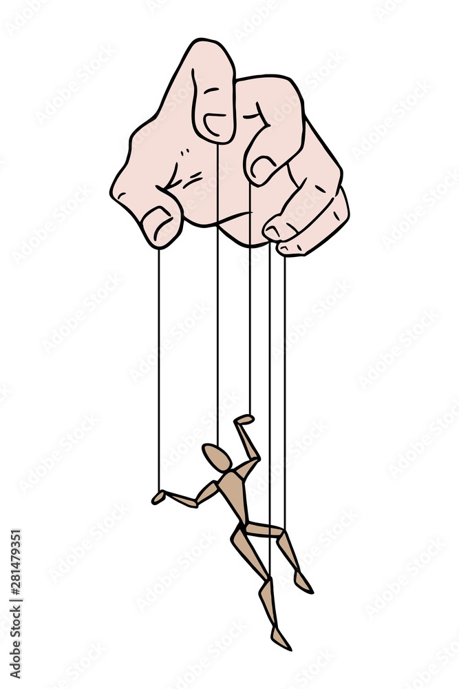 hand controlling puppet Stock Vector | Adobe Stock