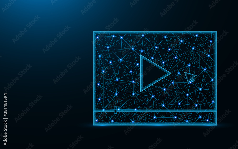 Video player low poly design, play button abstract geometric image ...