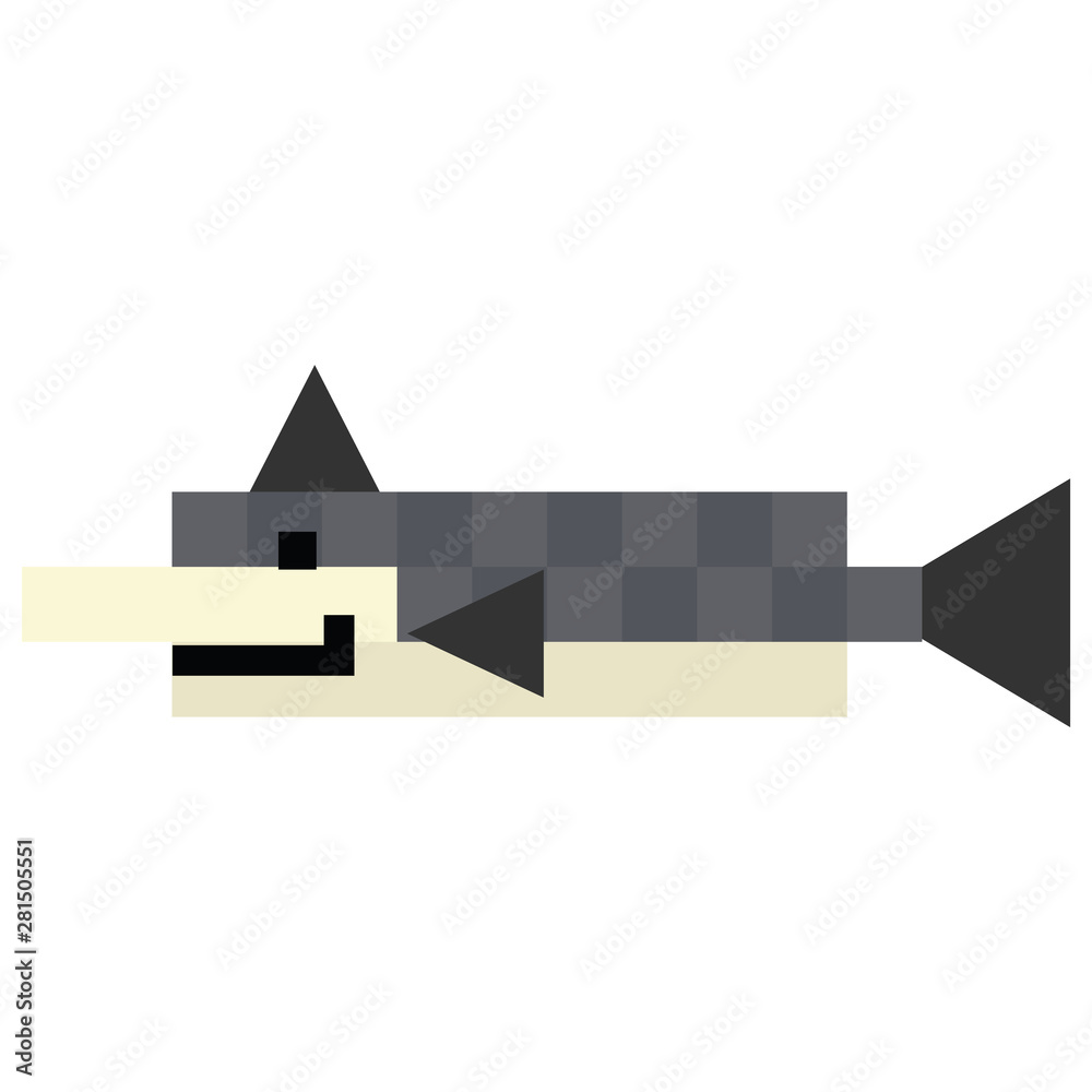 Cute 8 bit mackerel illustration. Retro game sealife vector. Pixel fish ...