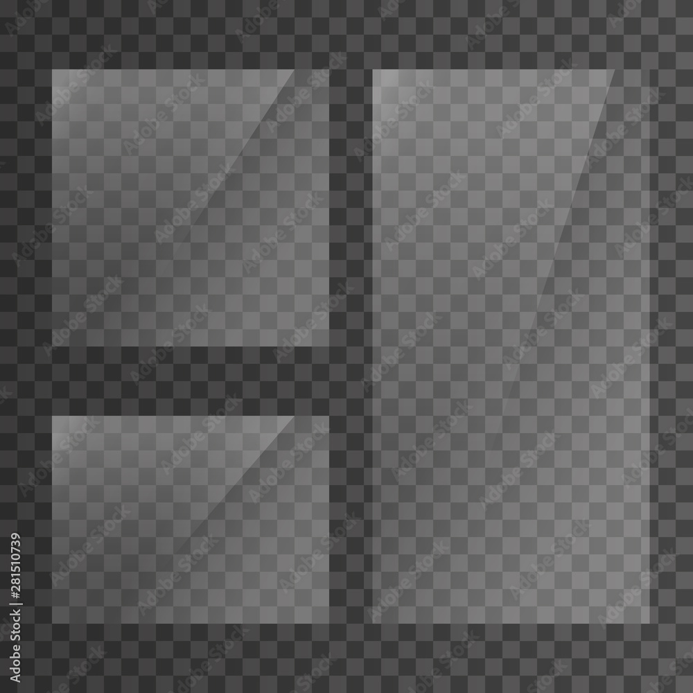 Glass plate set on transparent background. Clear glass showcase ...