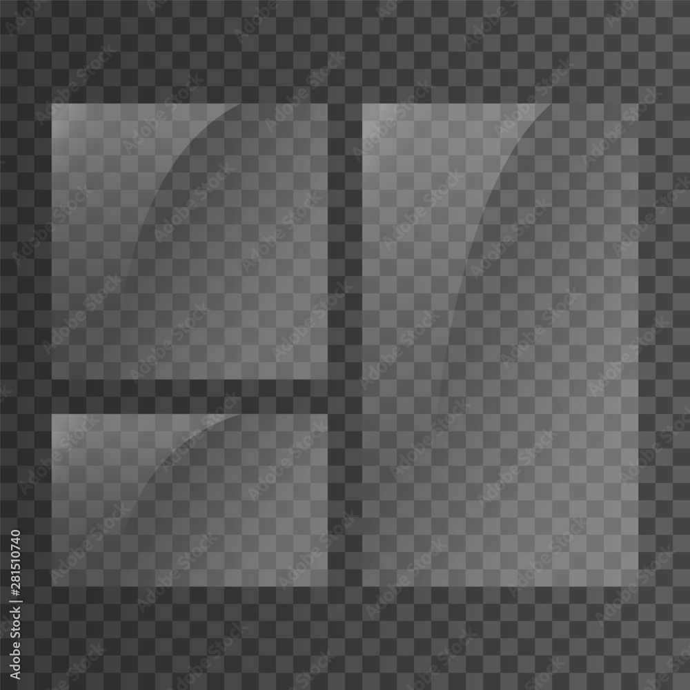 Glass plate set on transparent background. Clear glass showcase ...