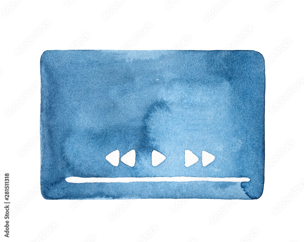 Watercolour drawing of navy blue music playlist template. Blank ...