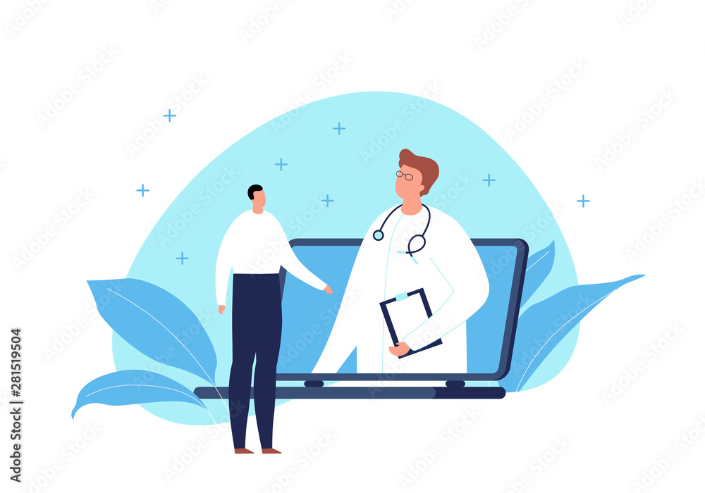 Vector modern flat online medicine banner template illustration. Doctor ...