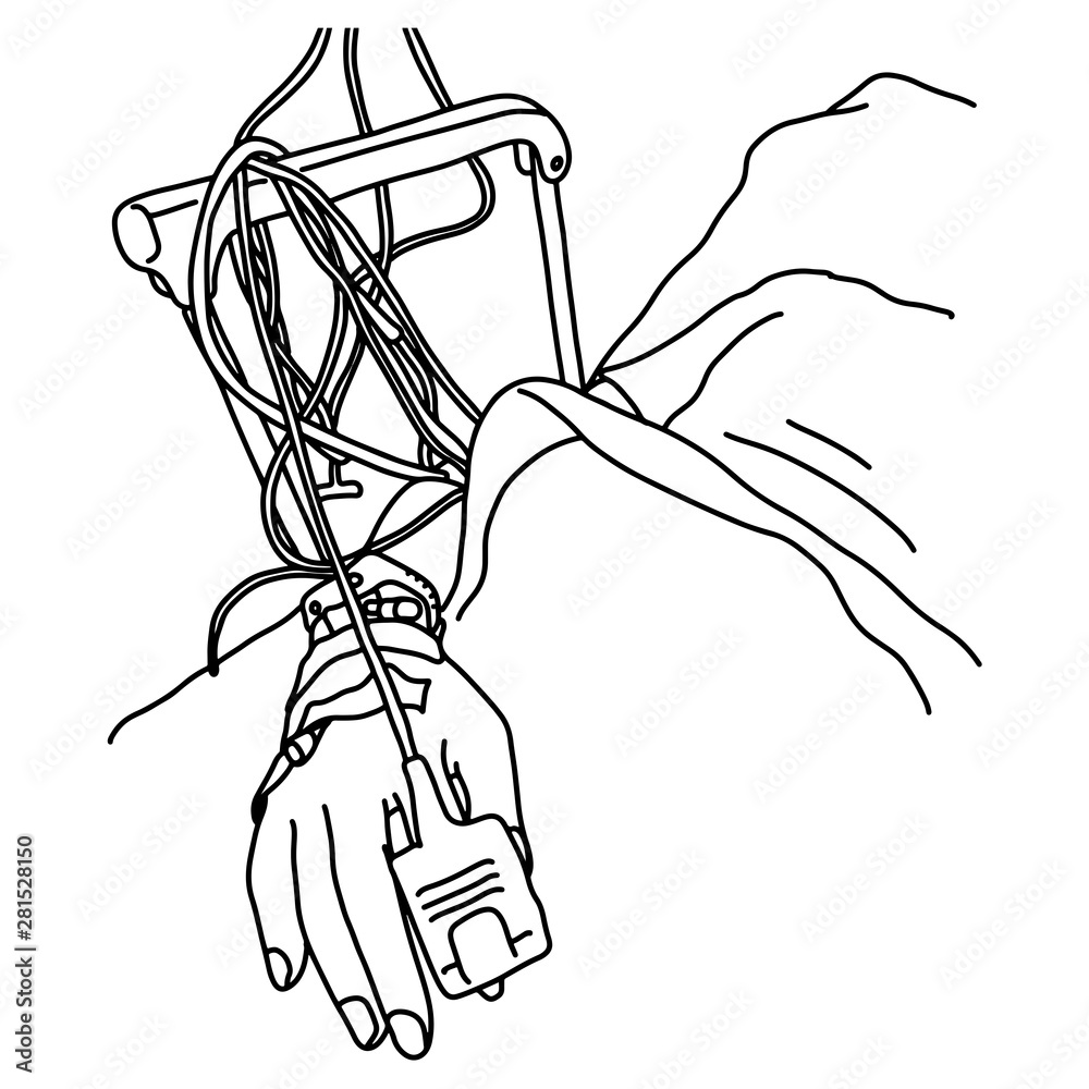 Close up people focus on the hand of a patient sick on the bed vector ...