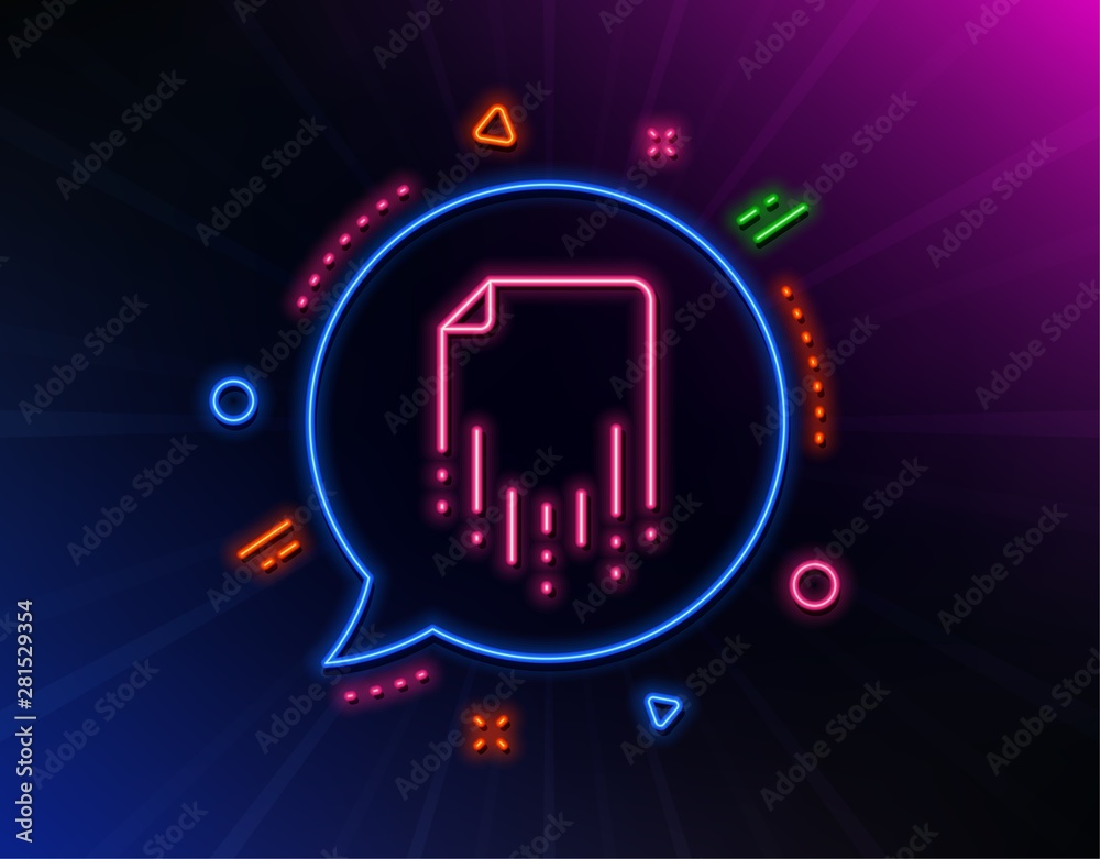 Recovery file line icon. Neon laser lights. Backup data sign. Restore document symbol. Glow ...